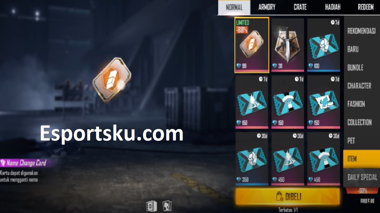 Event Diskon FF Item Name Change Card Free Fire Esportsku Event Diskon FF Item Name Change Card Free Fire Esportsku