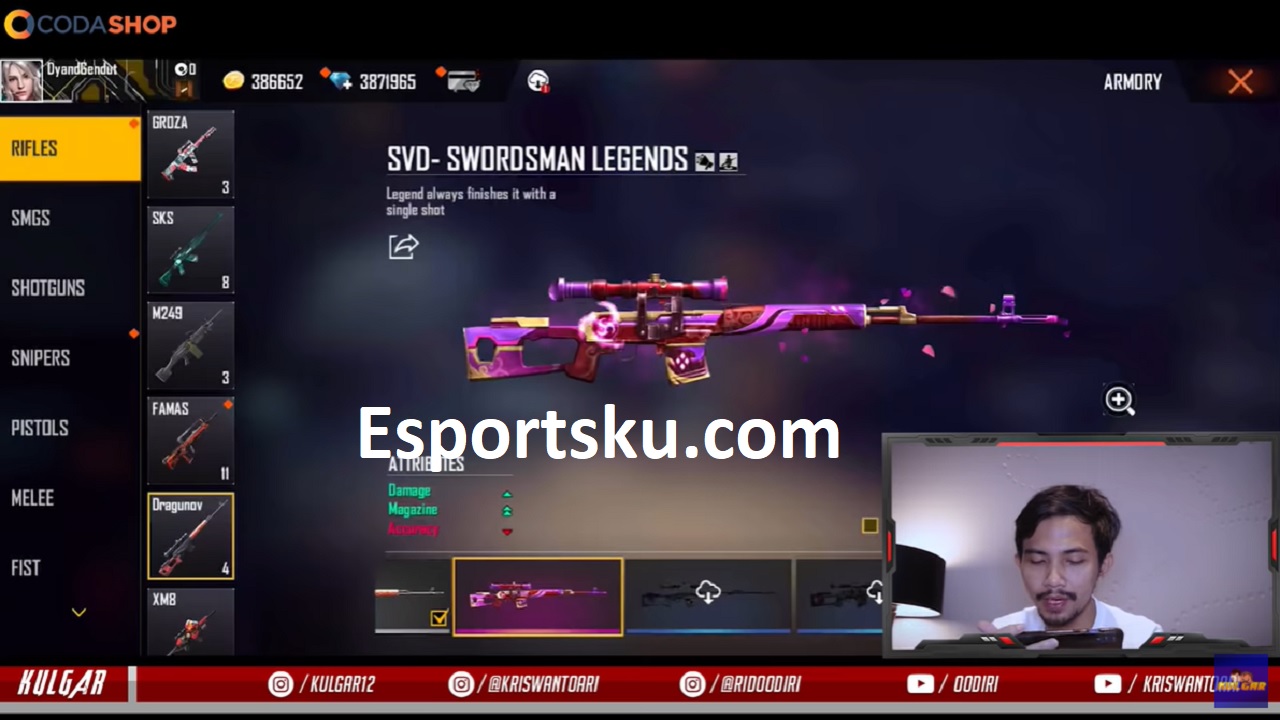 Cara Dapatkan Skin FF SVD Swordman Legends Free Fire – Esportsku