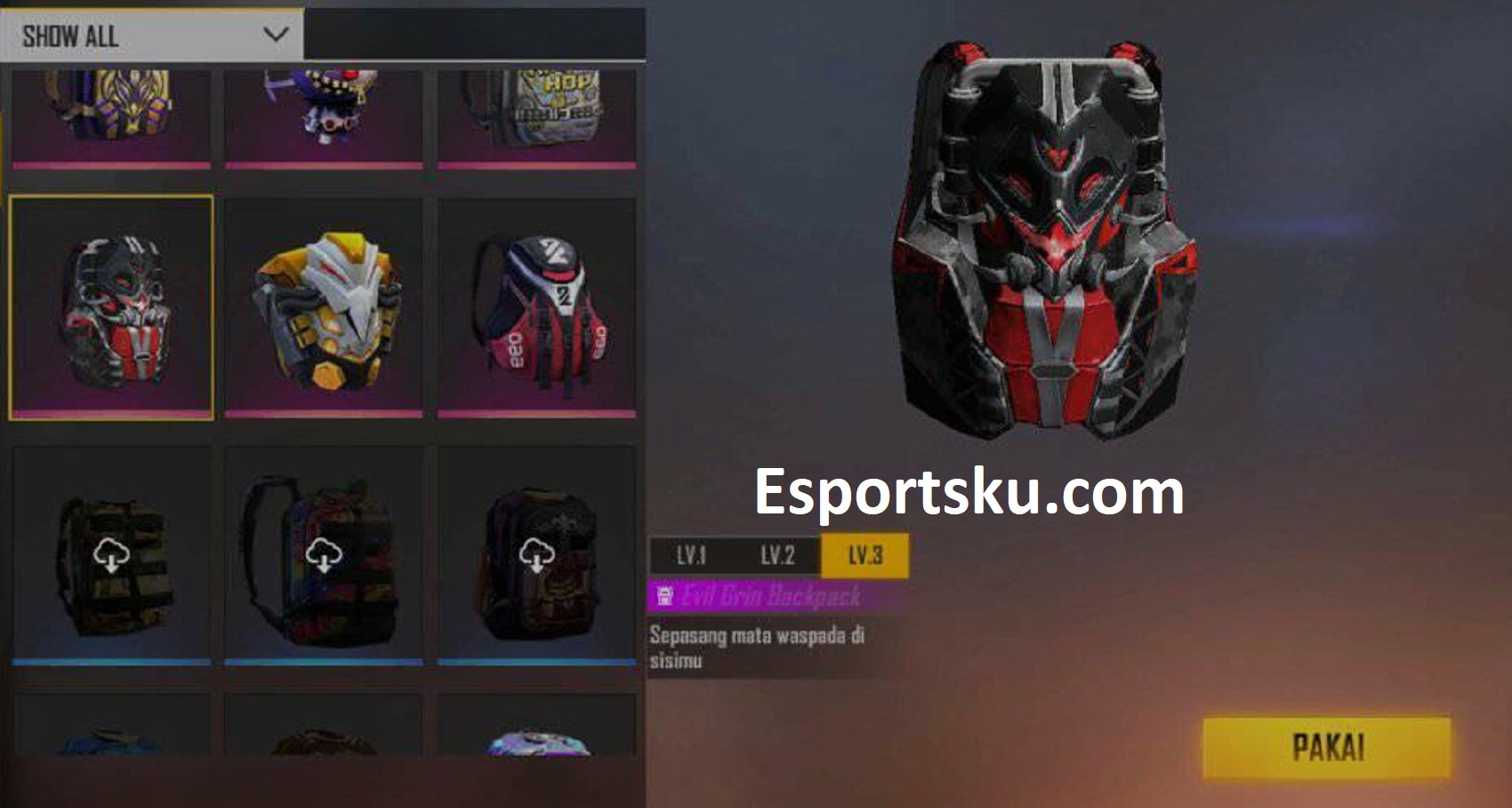 Cara Mendapatkan Bundle Glares dan Evil Backpack Free Fire (FF) – Esportsku