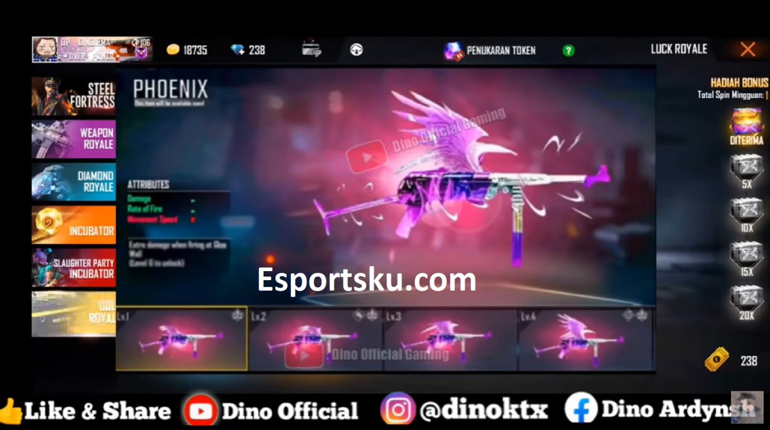 วิวัฒนาการของผิวหนัง (Evo) MP40 Phoenix Free Fire (FF)