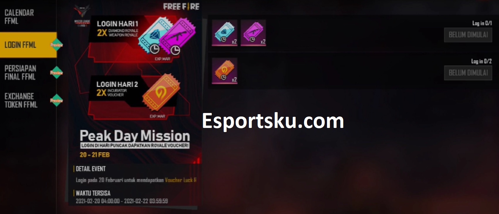 Peak Day Ticket Royale FFML S3 Free Fire (FF) – Esportsku