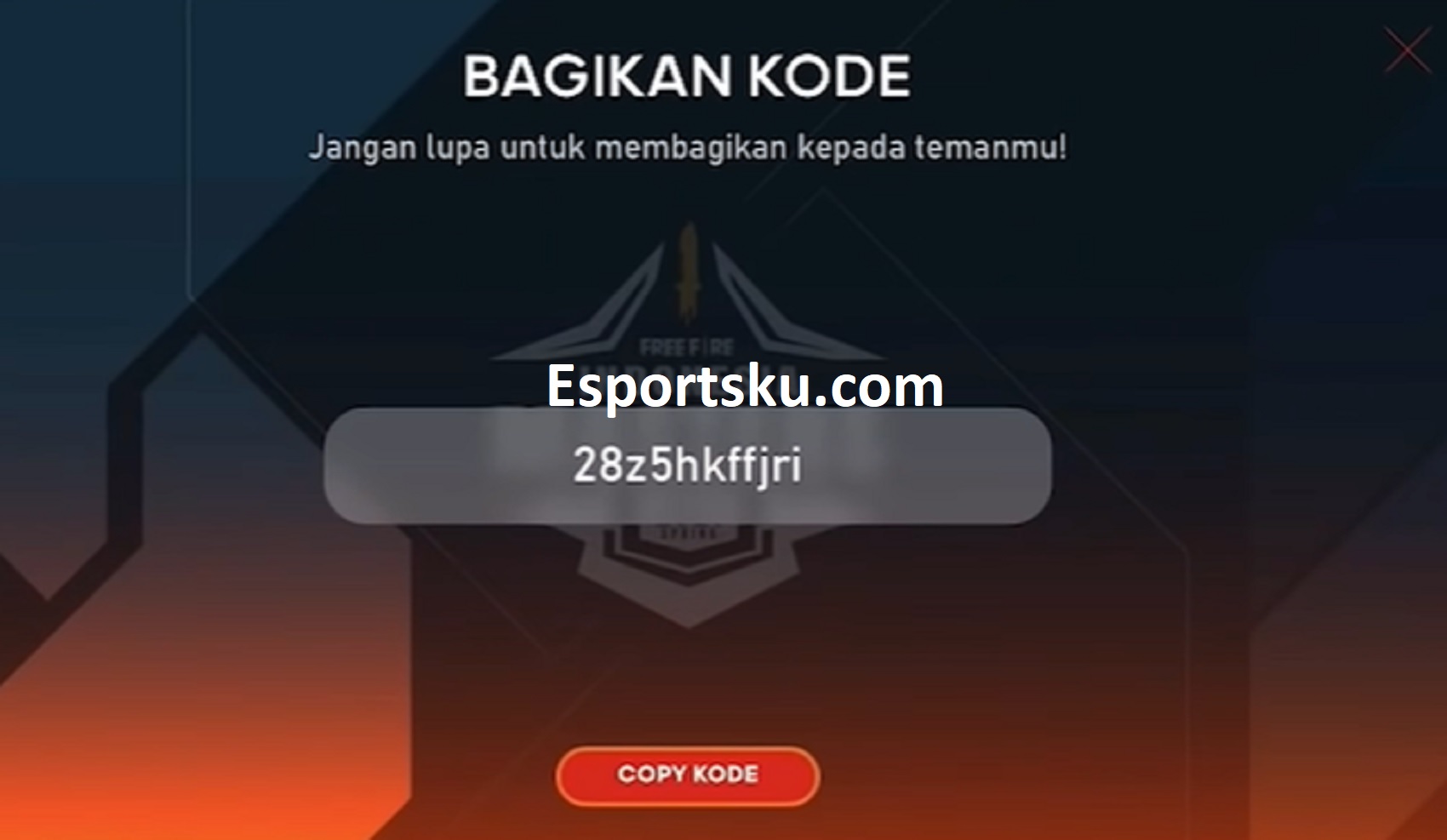 Cara Share Kode Reach To The Top Free Fire (FF) – Esportsku